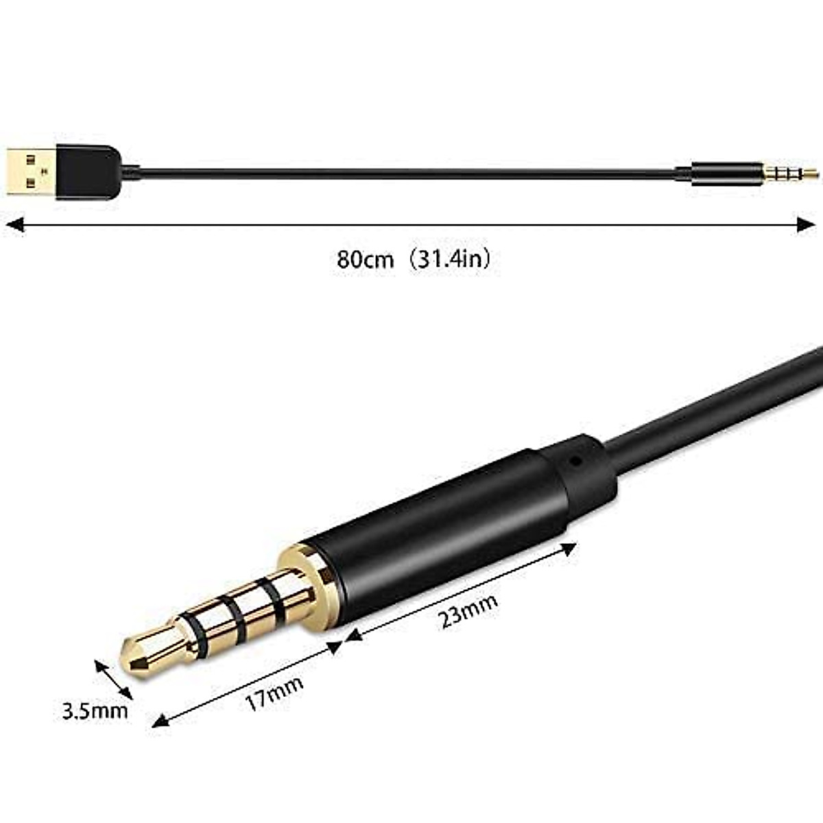 AGPTEK 3.5mm Jack Charge Cable, Male to USB 2.0 Data Sync & Charger Cable for MP3 / MP4 Players, Recorders, and Other Portable Devices, Gold-Plated, 0.8m / 2.6 feet, Black