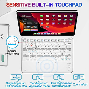 TOPIPRO Bluetooth Keyboard, Slim 7 Colors Backlit Wireless Bluetooth Keyboard with Touchpad Built in Rechargeable Battery for iOS Android Windows Tablets PC Smartphone
