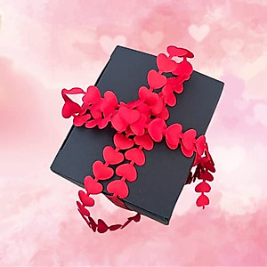 Valentines Wired Ribbon 5/8 in Embossed Heart Valentine Day Ribbon Red Heart Ribbon for Valentine's Day Anniversary Wedding Wrapping Crafts DIY Crafts Party Decor