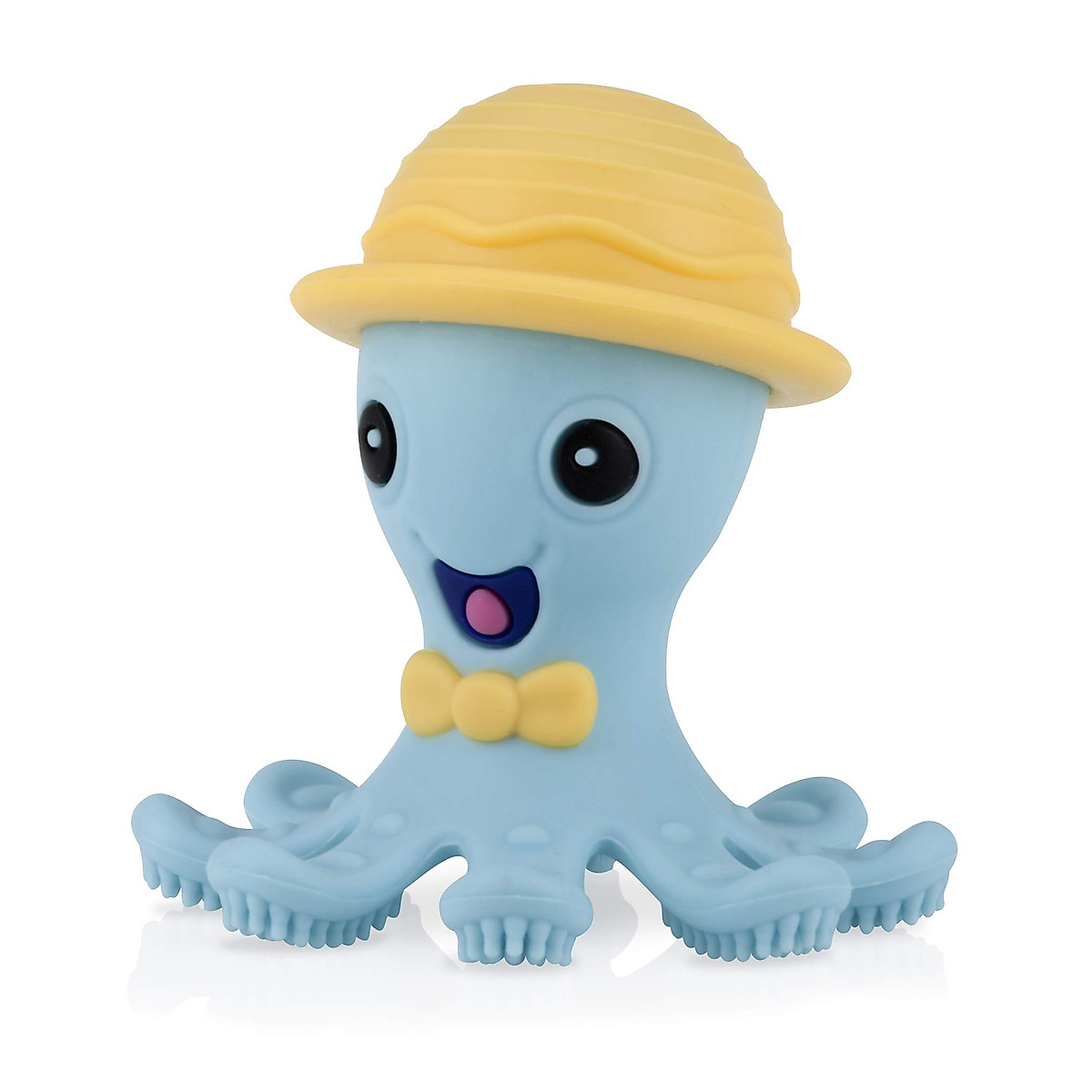 Nuby Silly Silicone Octopus Teethe with Soothing Massaging Bristles For Sore Gums, Yellow/Blue