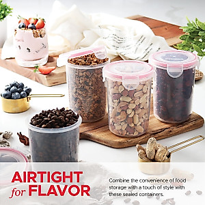 Overnight Oats Container with Lids (Set of 4) | Oatmeal Container To-Go | Overnight Oats Jars with Lid | Cereal and Milk Container On The Go | Oatmeal Storage Container | Leakproof lids, BPA Free