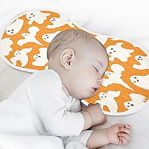 vvfelixl Muslin Burp Cloths Doodle Cute Ghosts Haloween Baby Washcloths for Baby Girl Boys 2 Pack Orange