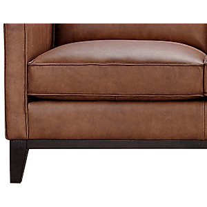 Pimlico 100 Percent Top Grain Leather L-Shaped Sectional with Chaise, Right Arm Facing, Brown
