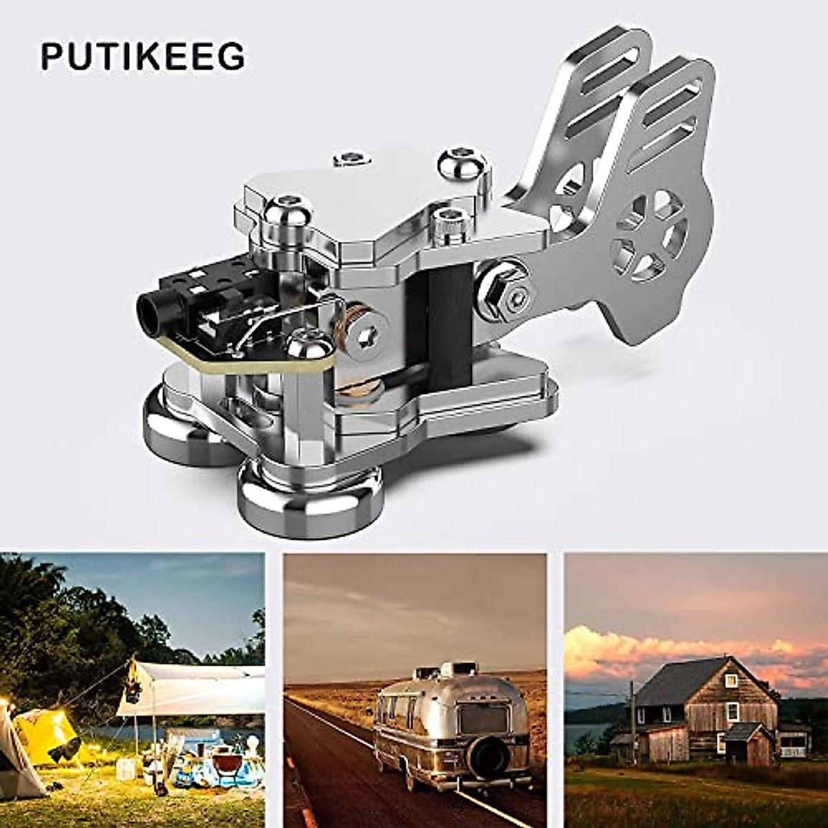 Putikeeg Mini Key Morse Radio HAM Send Telegram Double Paddle Morse Code Key with Stainless Steel Body Three Neodymium Magnets Base Silver