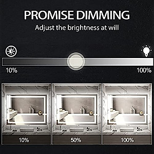 Butylux 32x24 inch Wall Mounted LED Bathroom Mirror with 3000K-6000K Dimmable, Anti-Fog, Lighted Bathroom Mirror with Smart Touch Button, Memory Function(Horizontal/Vertical)