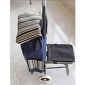 Cart with Seat Multi Function Trolley (Size: 22" * 12" * 8") for Shopping Travelling Casual Fishing