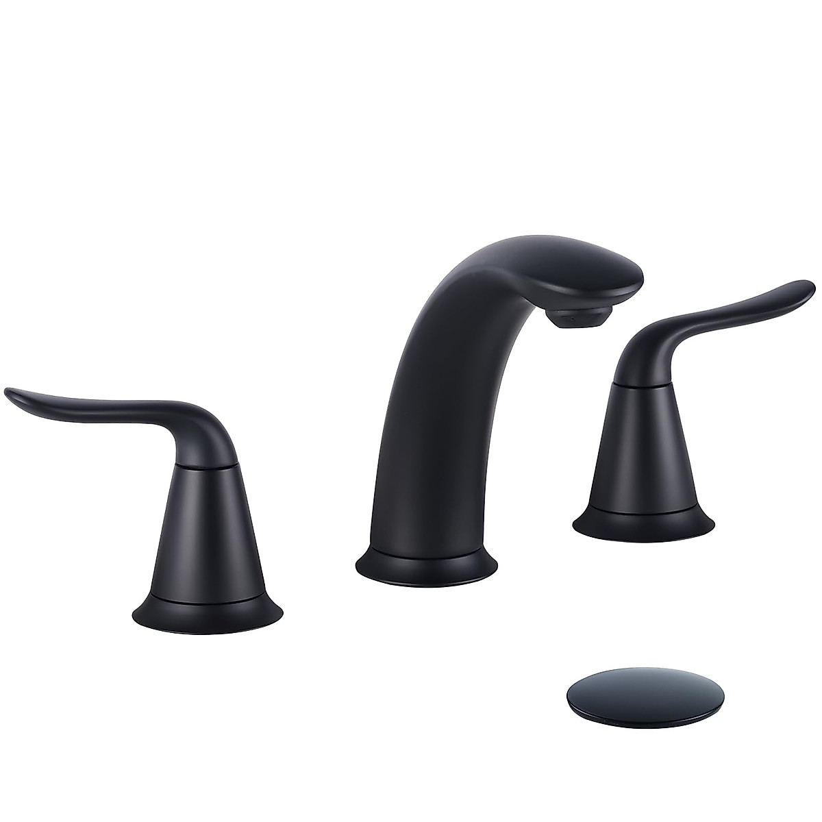 VXV Black Bathroom Faucet 3 Hole, 8 Inch Widespread Bathroom Sink Faucet for Lavatory Vanity with Pop-up Drain Matte Black