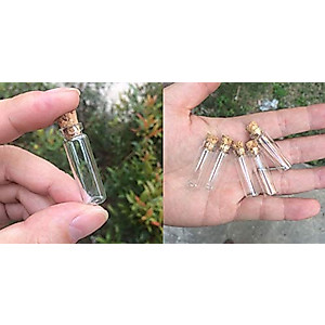 1ML Small Mini Tall Clear Glass Bottles/Jars with Corks Stoppers for Arts & Crafts, Projects, Decoration, Party Favors+ 50 Pcs Gold Metal Eye Hook Pin Screws,50 Pcs