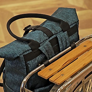 TOURBON Nylon Roll-top Clip-On Bike Panniers Women's Shoulder Tote Bag (Blue)