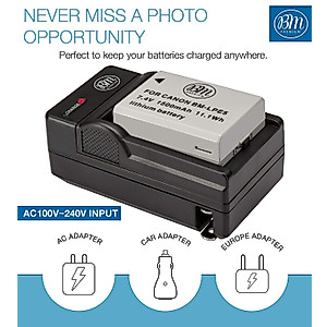 Big Mike's BM Premium LP-E5 Battery and Charger Kit for Canon EOS Rebel XS, Rebel T1i, Rebel XSi, 1000D, 500D, 450D, Kiss X3, Kiss X2, Kiss F Digital SLR Camera