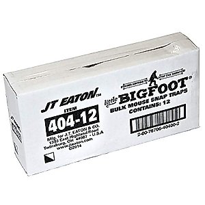 J T Eaton 404-12 Mouse Size Spring Action Wooden Snap Trap with Expanded Trigger (Pack of 12)
