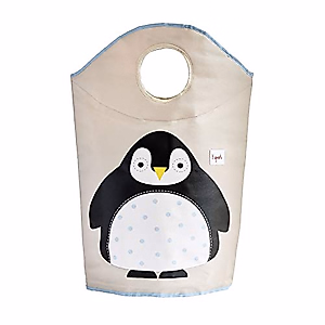 3 Sprouts Baby Laundry Basket for Nursery - Hamper with Handles/Lid, Large Storage Basket, Toy Bin, Room Decor - Kids Hamper, Baby Clothes Storage Organizer, Penguin