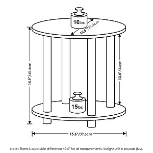 Furinno Turn-N-Tube 2-Tier Round Wooden End Table, Marble White