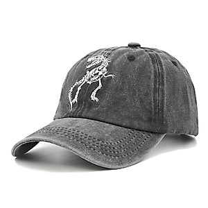 NVJUI JUFOPL Boys' Vintage Washed Skeleton Dinosaur Baseball Cap Black