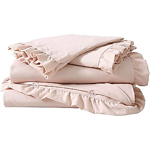 Chezmoi Collection Nora 3-Piece Ruffled Edge Trim Duvet Cover Set - Hypoallergenic Soft Washed Microfiber Comforter Cover with Button Closure and Corner Ties - King, Blush