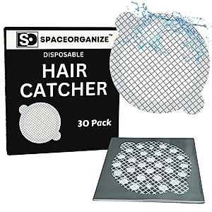 30 Pack, Disposable Shower Drain Hair Catcher Mesh Stickers, Disposable Hair Catchers for Shower Drain, Bathroom, Bathtub - SPACEORGANIZE