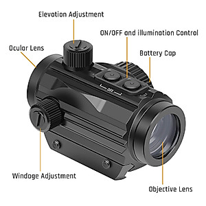 Feyachi RDS-36 1x22mm 5 MOA Red & Green Dot Sight Red & Green Dot Scope with 0.83” Riser Mount Absolute Co-Witness Height