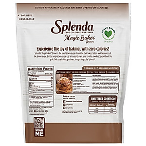 SPLENDA Magic Baker Brown Zero Calorie Plant Based Granulated Baking Blend with Stevia, Erythritol and Allulose – Zero Sugar, Keto Friendly, 1lb (16 oz) Pouch (Pack of 1)
