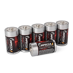 Impecca C Batteries High-Performance Alkaline C Cell Battery with A 10 Year Ultra Long Lasting Shelf Life Leak Resistant 1.5V All-Purpose Batteries Platinum Series, 12-Pack