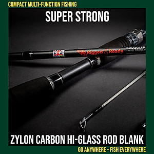 Rigged and Ready Smuggler 7 Travel Fishing Rod & Case. Compact Yet Powerful 8.5’ (235cm) Rod, with 2 Tips, for Spin and General Fishing. The Most Powerful Smuggler Rod for Fish up to 20lbs (10kg)