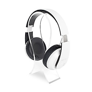 AmoVee® Acrylic Headphone Stand Display Headphone Holder Headphone Hanger Headset Hanger Support - Suitable for All Headphone Sizes - (Transparent)