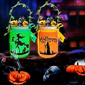 Halloween Crafts for Kids - Halloween Witches Decorations - DULLA DIY Halloween Fairy Lanterns, Garden Outdoor Decor Hanging Jar Night Light, Gifts for Girls Ages 8 9 10 11 12