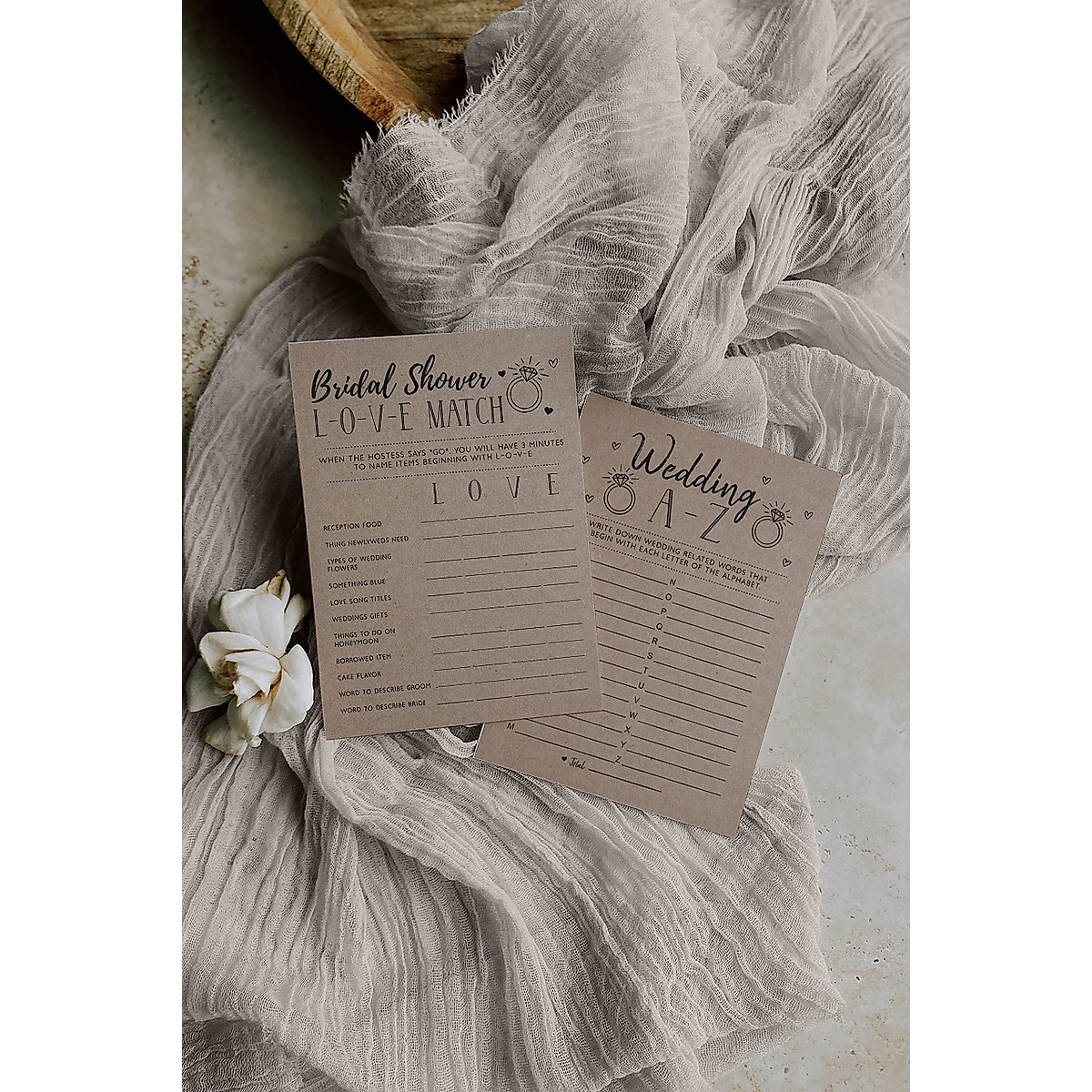 Your Main Event Prints Bridal Shower Bachelorette Games, Rustic Kraft, Word Match, What Did The Groom Say, Over and Under, Wedding Alphabet, 25 games each