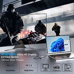 USB C Hub, USB C to HDMI 4K@60Hz Adapter, Aoyes 6-in-1 USB C Dongle, USB Hub with 1000M Ethernet, 100W Power Delivery, 3 USB 3.0 Ports, for MacBook Air, MacBook Pro, Surface Pro, XPS, iPad, and More.