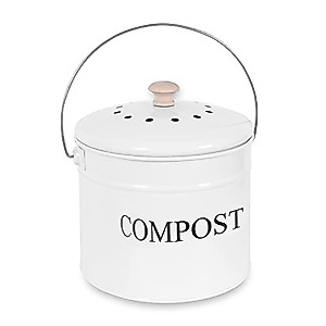 Candco Compost Bin for Kitchen Counter, 1 Gallon Compost Bucket for Kitchen, Compost Container with Lid, Indoor Compost Bin (Includes Charcoal Filter)