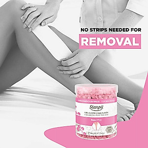 Starpil Wax 600g / 1.3 lb Pink Hard Wax Beads for Painless Hair Removal, Stripless Wax Beads, Polymer Blend Low Temperature Wax for Face, Bikini, Brazilian, Legs, Underarm, Back and Chest