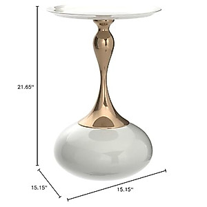 LUGSHIREE Small Round End Tables, Metal Side Table,Modern Space Saving Pedestal Minimalist Table Nightstand for Living Room Apartment Bedroom(Ivory White)