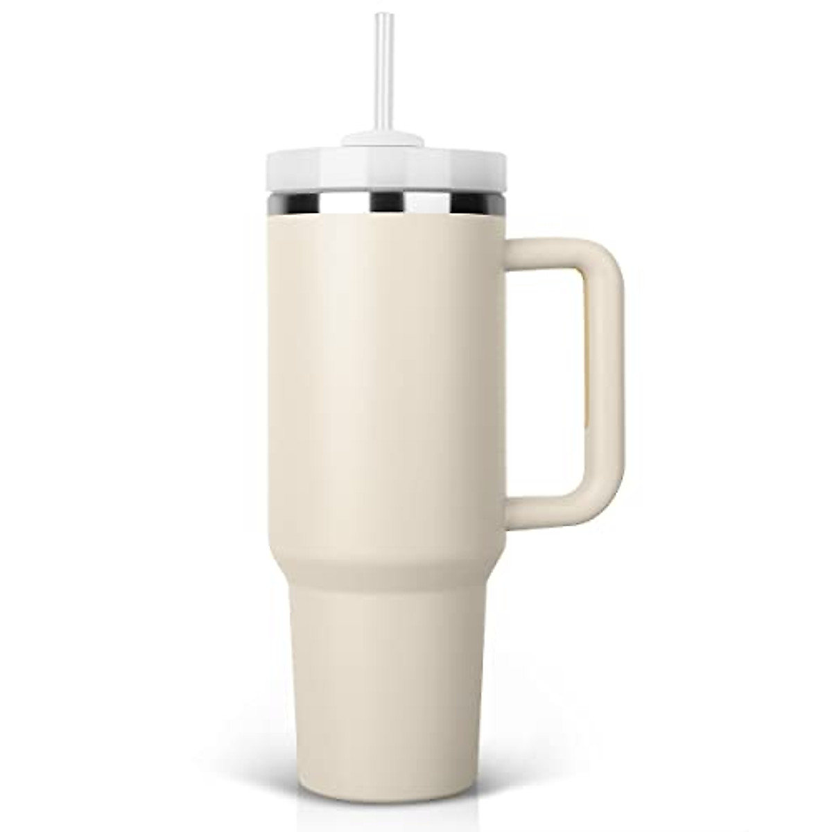 METRICCHIMP 40 oz Tumbler With Handle and Straw Lid Insulated Reusable Stainless Steel Water Bottle Travel Mug Iced Coffee Cup Travel Mug for Hot and Cold Beverages 40 oz Tumbler with Handle