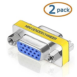 WOVTE SVGA Connector, DB HD New 15 VGA SVGA KVM Female to Female Gender Changer Adapter Coupler Pack of 2
