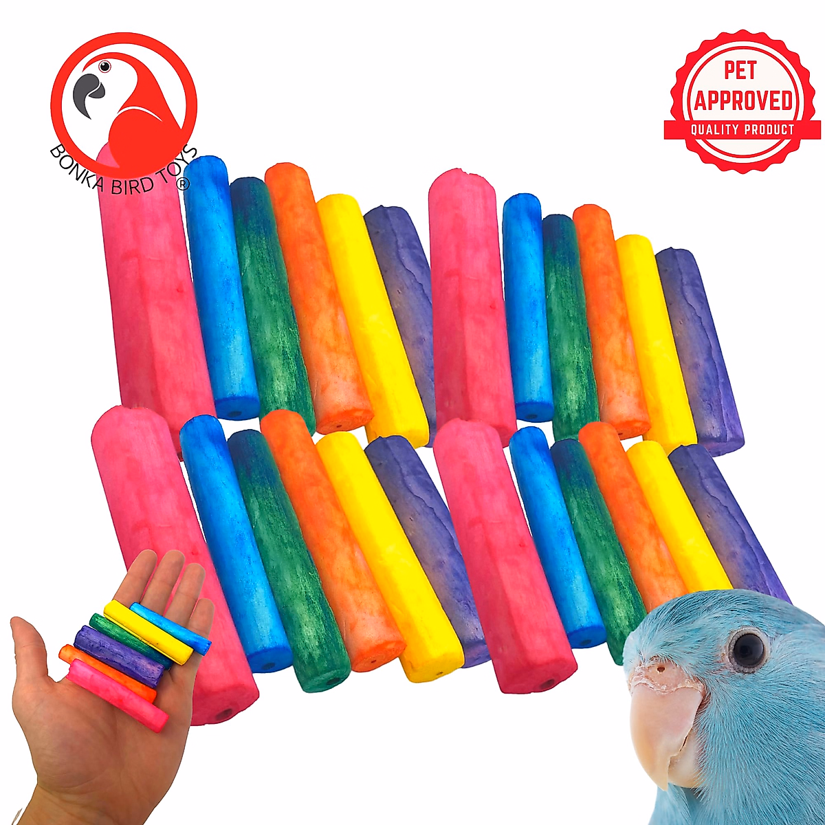 Bonka Bird Toys 2935 Pk24 Mini Colored Sola Sticks Foot Talon Craft Part Bird Toys Cockatiel Conure Amazon and Similar