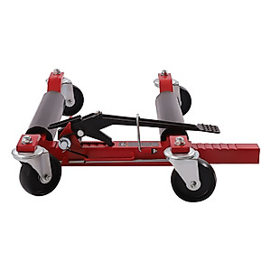 Generic Wheel Dolly, Wheel Dolly Car Skate, Hydraulic Wheel Dolly Tire Jack with Ratcheting Foot Pedal, Heavy Duty Vehicle Positioning Jack for Car Truck RV Trailer (1500 lbs, 1Pcs), Red, Black