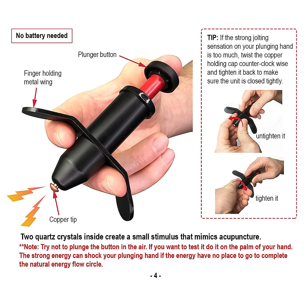 Trigger Point Stimulator Tool - Electric Current Sensation with No Needles No Battery