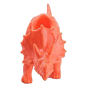 CHICTRY Dinosaur Succulent Plant Vase Creative Flower Pot Bonsai Container Gardening Planter with Drain Hole for Home Office Desktop Decoration Orange Triceratops