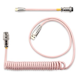 LTC Custom Mechanical Keyboard Coiled Cable USB 3.1 Type C, 1.2m Coiled USB C Cable with Aviator Connector, Pink