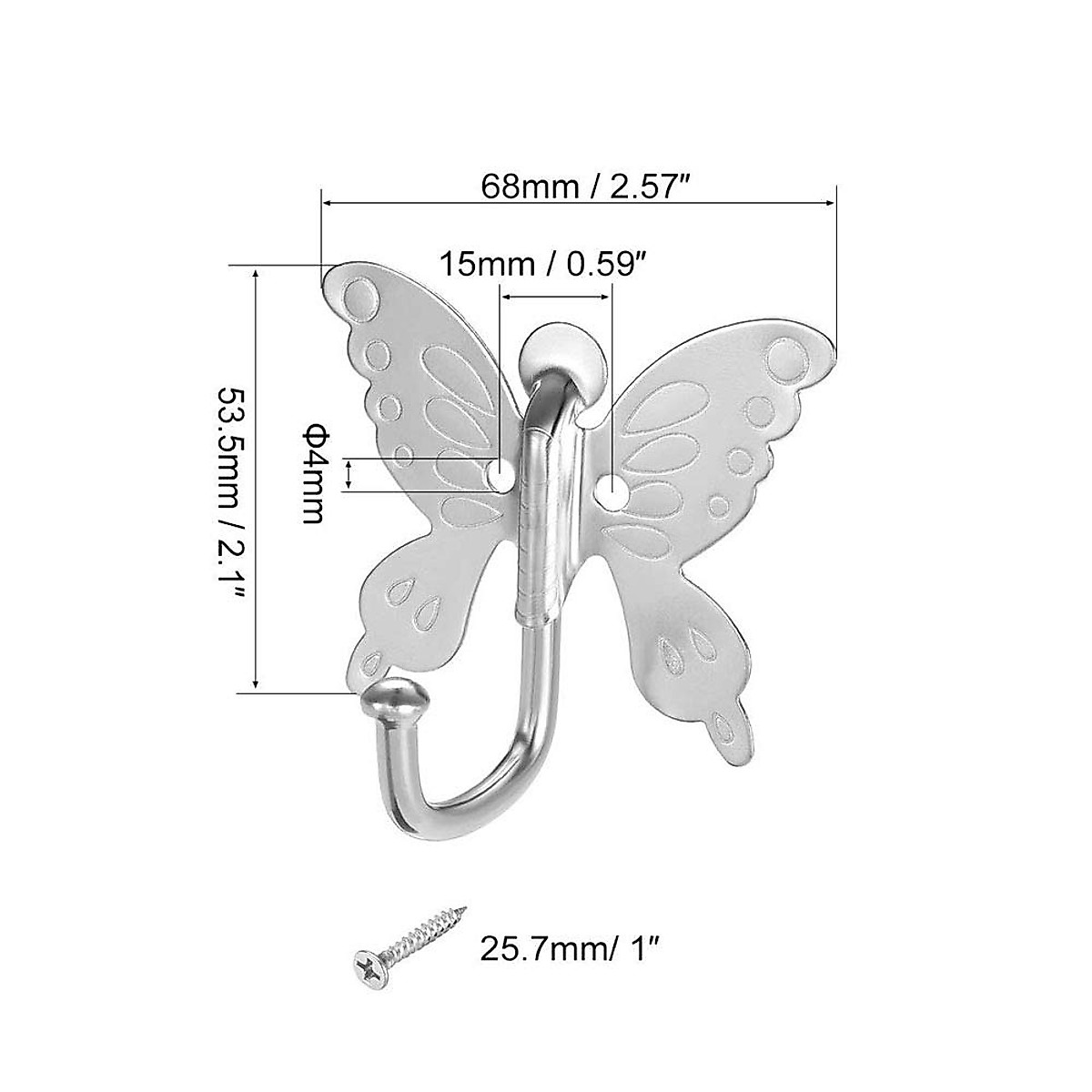 haowei Butterfly Hook Coat Hooks for Door, 8 Pack Stainless Steel Robe Hooks for Clothes, Hats, Kitchen, Bathroom - Universal Design for Easy Installation and Organization