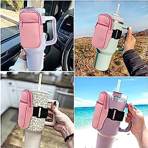AIERSA Enlarged Water Bottle Pouch for Stanley Quencher Adventure 40oz & Suitable for Simple Modern 40oz Tumbler, Anti-Slip Zipper Belt Bag for Stanley Cup Accessories