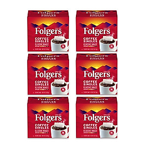 Folgers Coffee Singles Classic Medium Roast Coffee Bags 19 Count (Pack of 6)