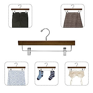Nature Smile Wooden Pants Skirt Trousers Hangers with Clips (10Pcs Retro)