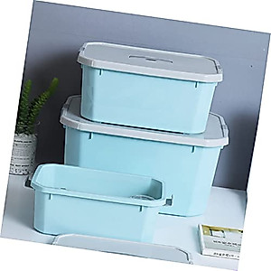 STOBAZA 2pcs box Clothes Baskets Latching Hinged For Laundry Office Stackable File Multi- Multifunctional Blue Storage Case Lid Organizing Size Bedding Pull Holder Container L Tote