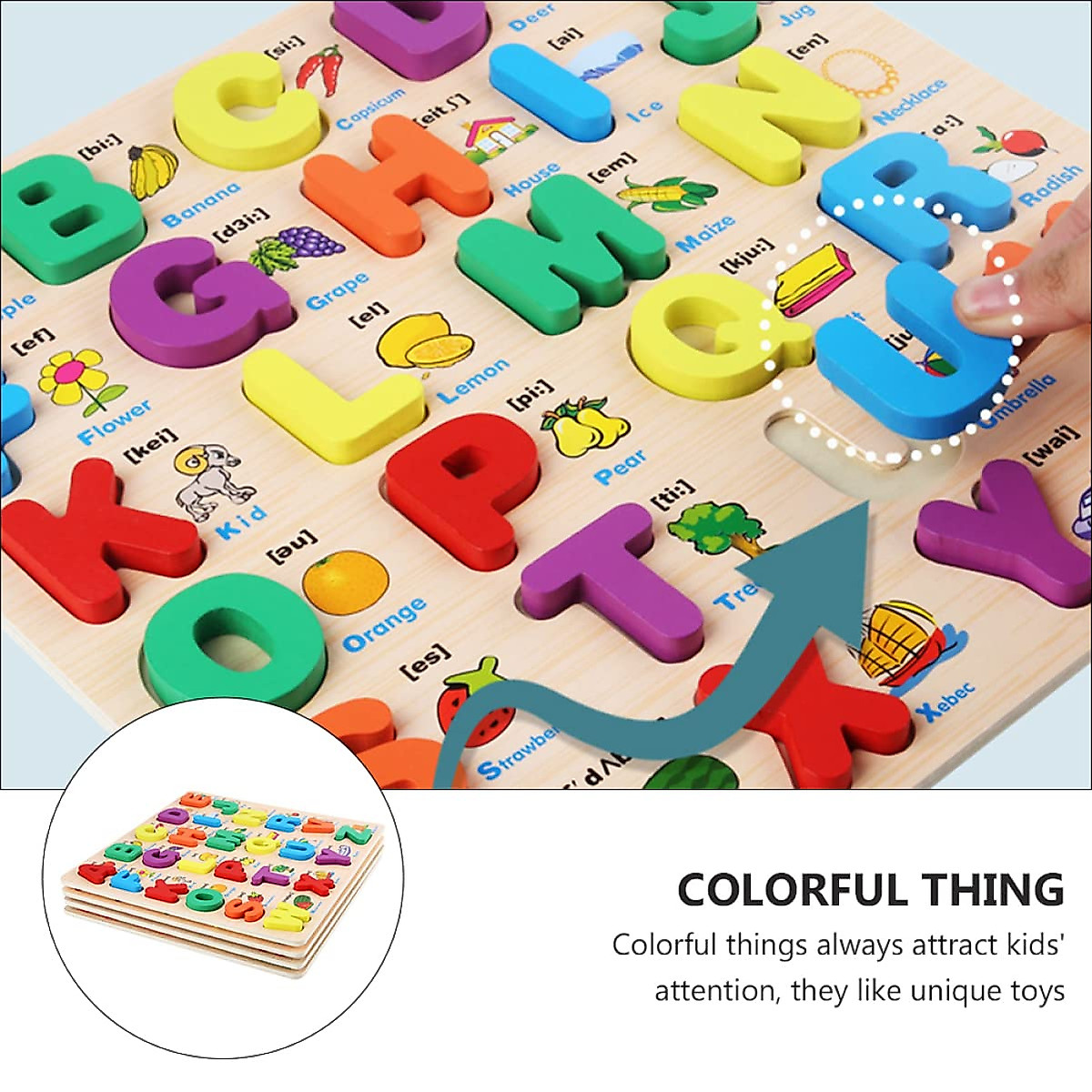 TOYANDONA 4 Sets Puzzle Wooden Jigsaw Puzzle Letter- Match Playthings Preschool Board Games Wooden Jigsaw Toy Preschool Shape Puzzles Wooden Math Puzzles Classification Board Child Number