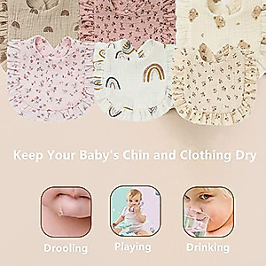 Smarbore 6 Pack Muslin Baby Bibs, Baby Bandana Drool Bibs 100% Muslin Cotton Multi-Use Scarf Bibs for Teething and Drooling