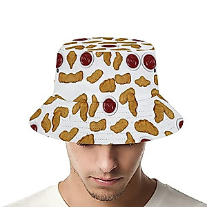Vajriputra Fried Chicken Nuggets　 Summer Hats for Women, Unisex Bucket Hat Sun Hat Full Print Outdoor Beach Travel　Adult Uniform Code