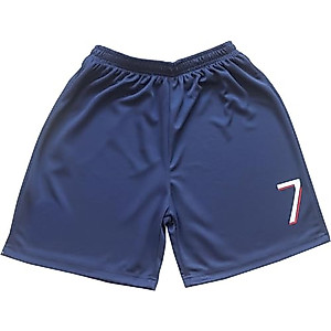 ORGBRAIN 2023/2024 Home #7 Football Soccer Kids Jersey Shorts Socks Set Youth Sizes (Navy, 30)