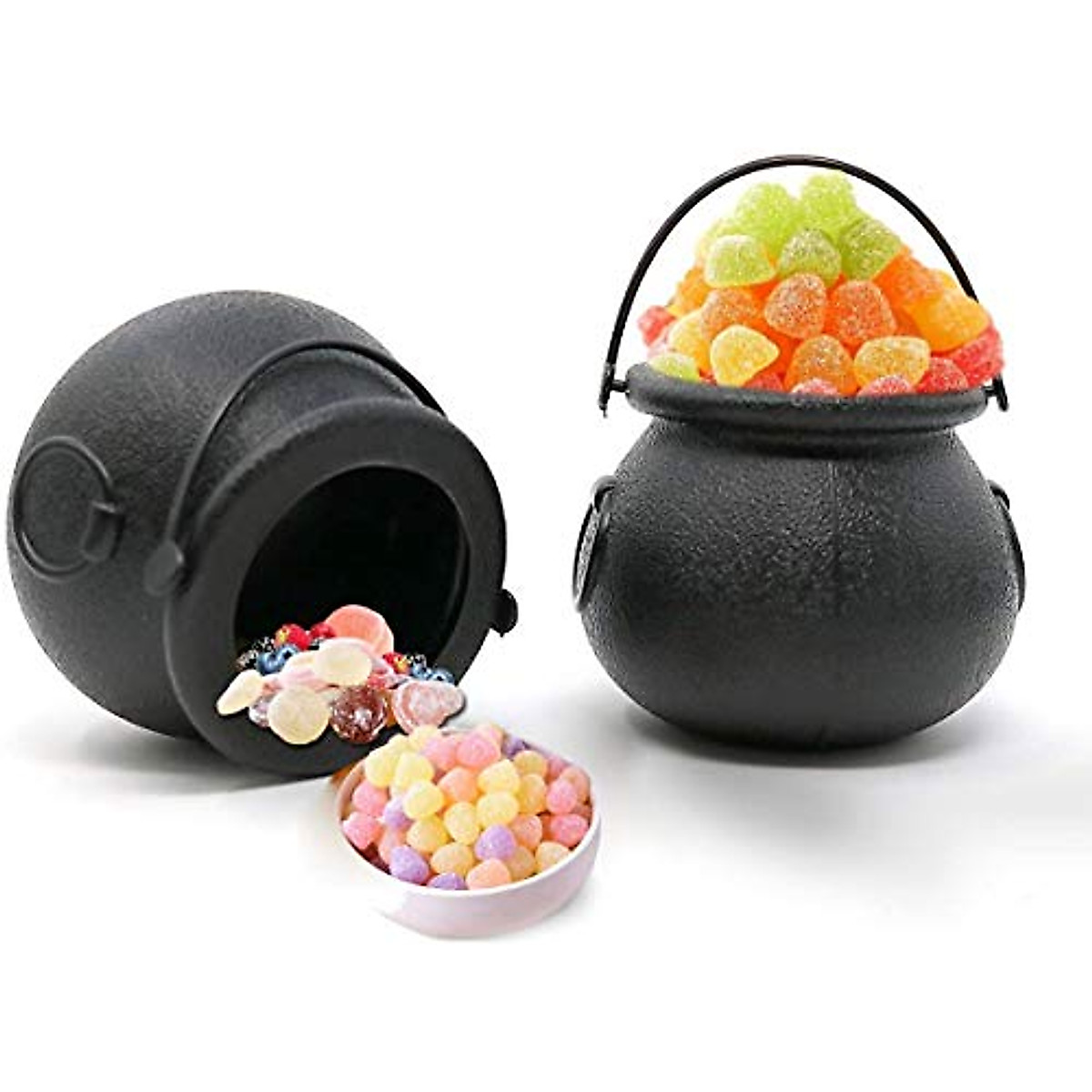 zhinan 12 Pcs Mini Black Witch Cauldron Halloween Mini Plastic Candy Buckets For Halloween Trick or Treat Party Favors Harry Potter Mini Black Witch Cauldron