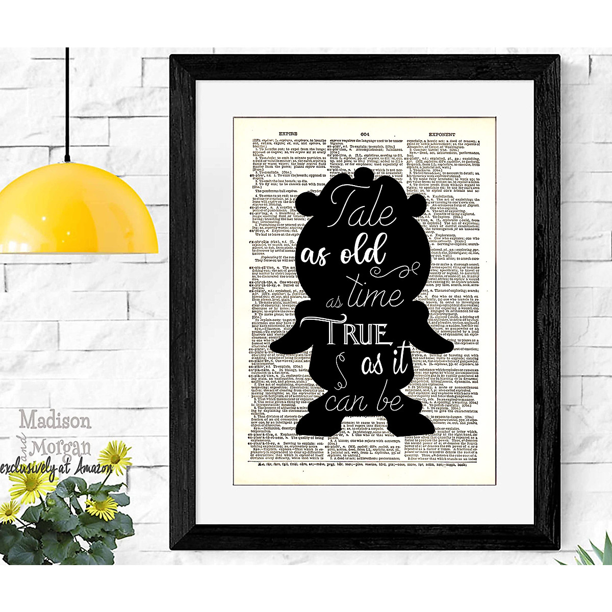 Beauty and the Beast - Cogsworth Decor - 4 piece set - Belle Quote - Dictionary Art Print Quotes and Sayings Print - UNFRAMED 8 X 10 inches