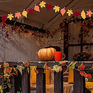 KatchOn, Felt Leaf Garland for Thanksgiving Decorations - 10 Feet, No DIY | Felt Fall Garland for Fall Decorations for Home | Fall Leaf Banner Garland, Felt Leaves Garland | Thanksgiving Banner